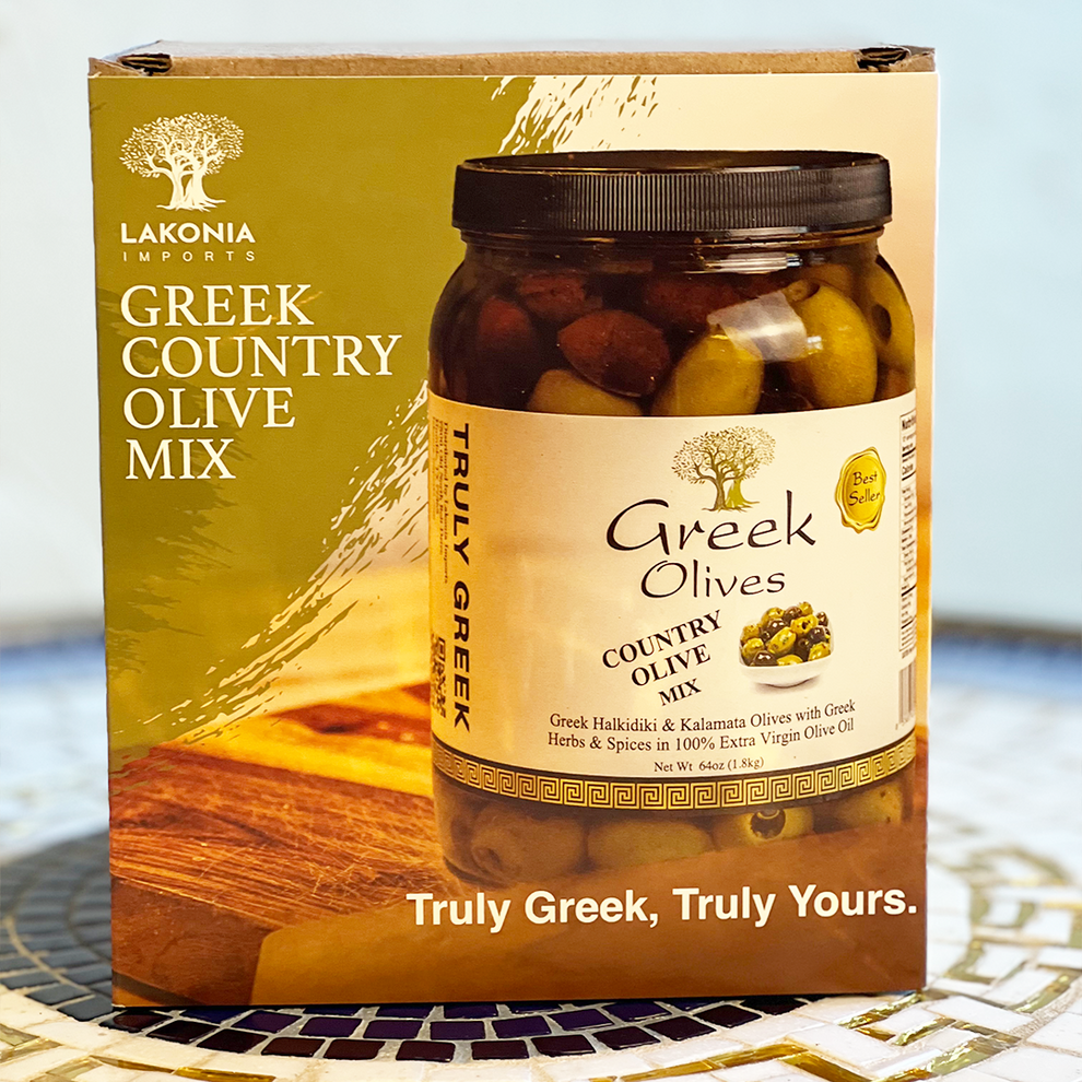 Greek Country Olive Mix – Halkidiki & Kalamata Olive Mix (1/2 Gallon ...